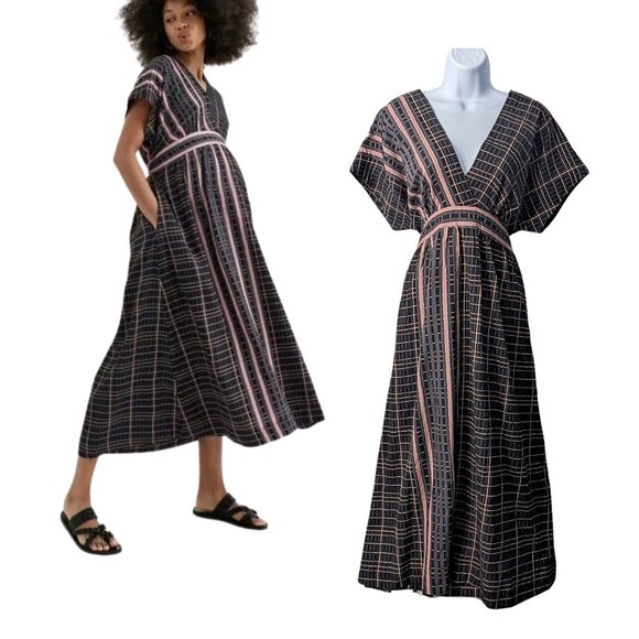 Hatch | Dresses | Nwt Hatch Carolina Dusty Black Rose Plaid Maternity ...
